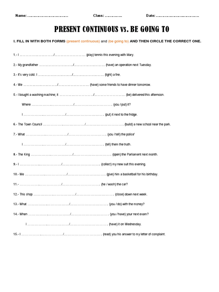 Present Continuous Going To | PDF