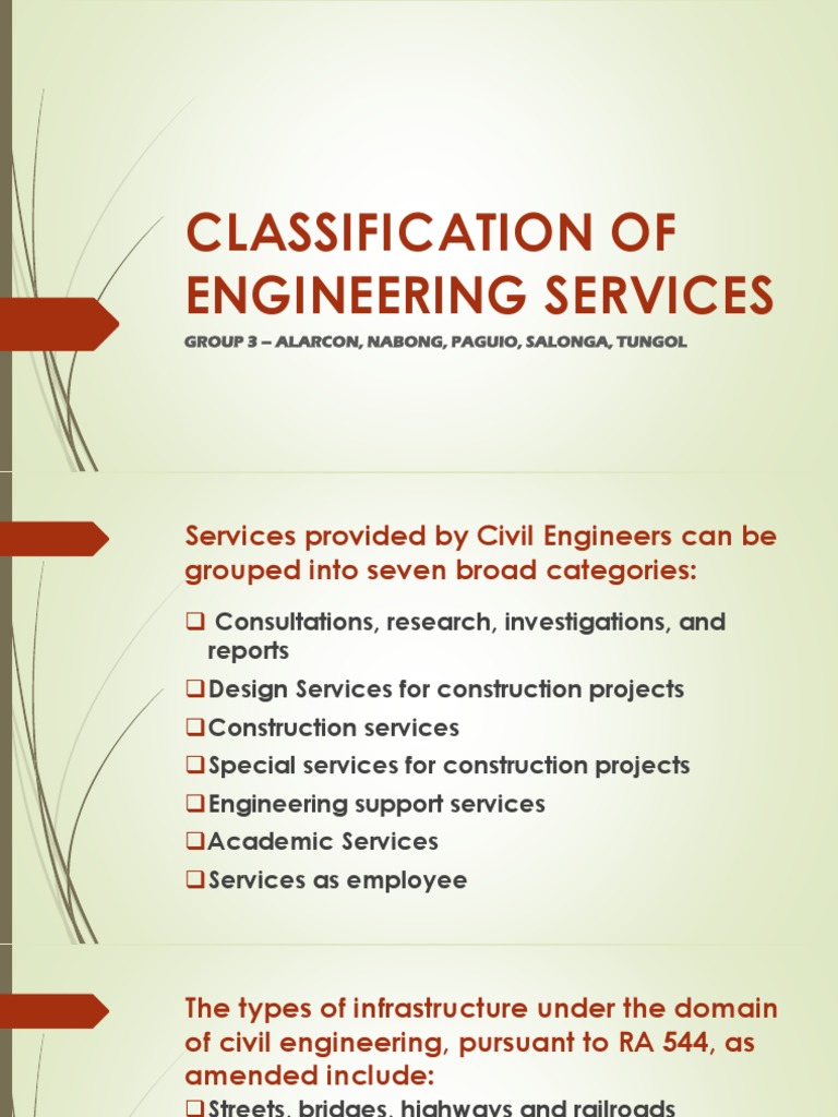 Classification of Engineering Services Report | PDF | Real Estate ...