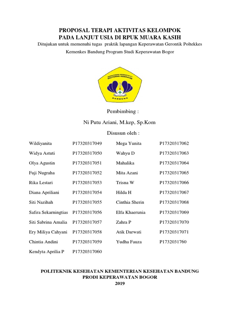 Proposal Terapi Aktivitas Kelompok Pada Lanjut Usia Di Rpuk Muara Kasih ...