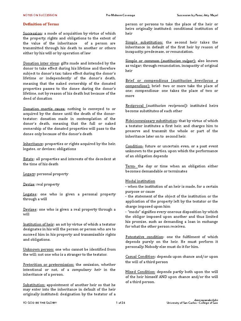 Succession Premidterm Exam Coverage | PDF | Will And Testament ...