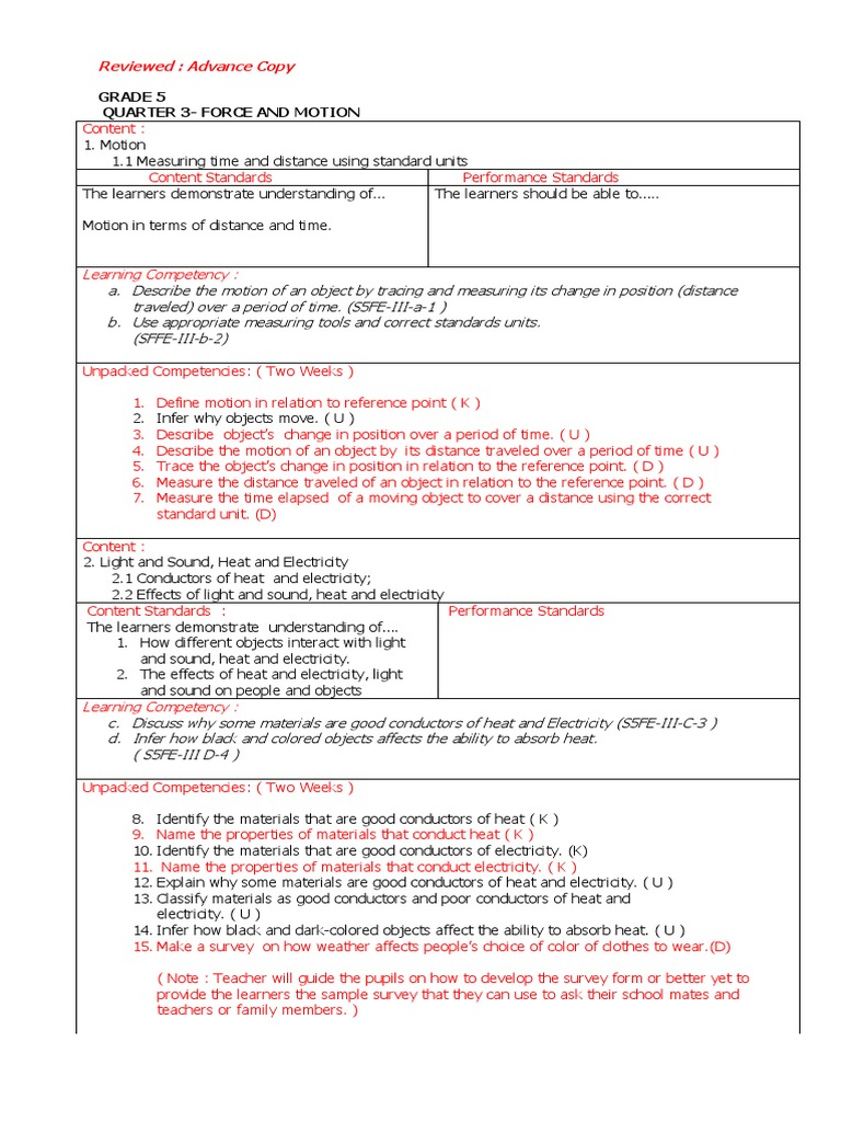Learning Competencies in Science For Grade 3 | PDF | Series And ...