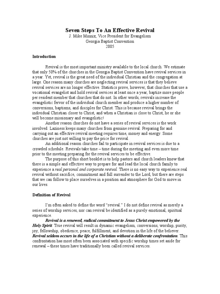 Seven Steps To An Effective Revival | PDF | Christian Revival | Evangelism