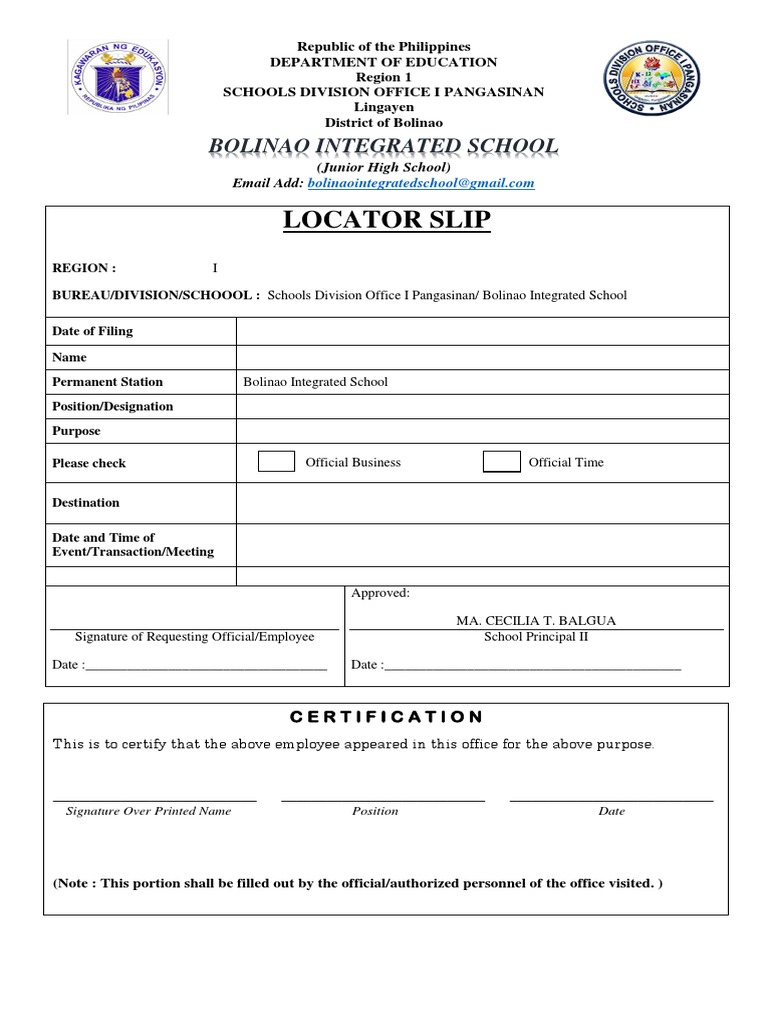 Locator Slip Template | PDF