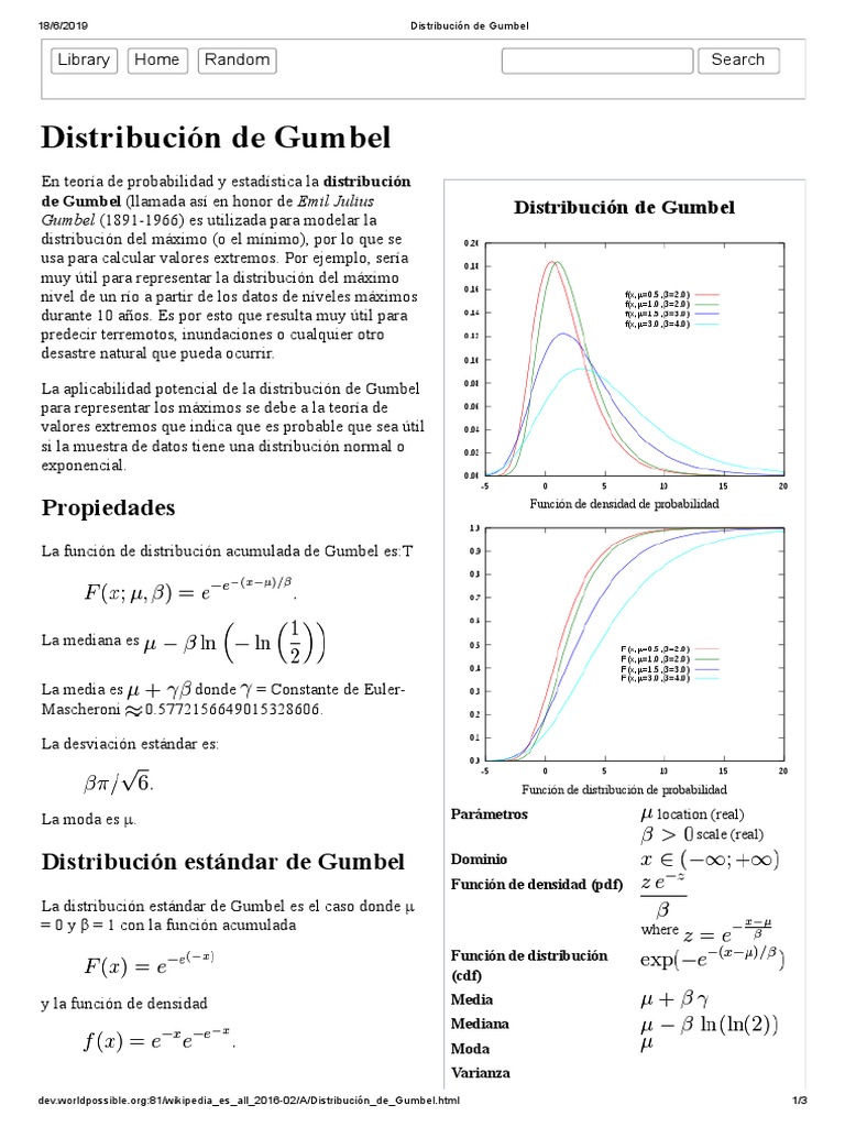 Distribución de Gumbel | PDF | Teoría de probabilidad | Teoría estadística