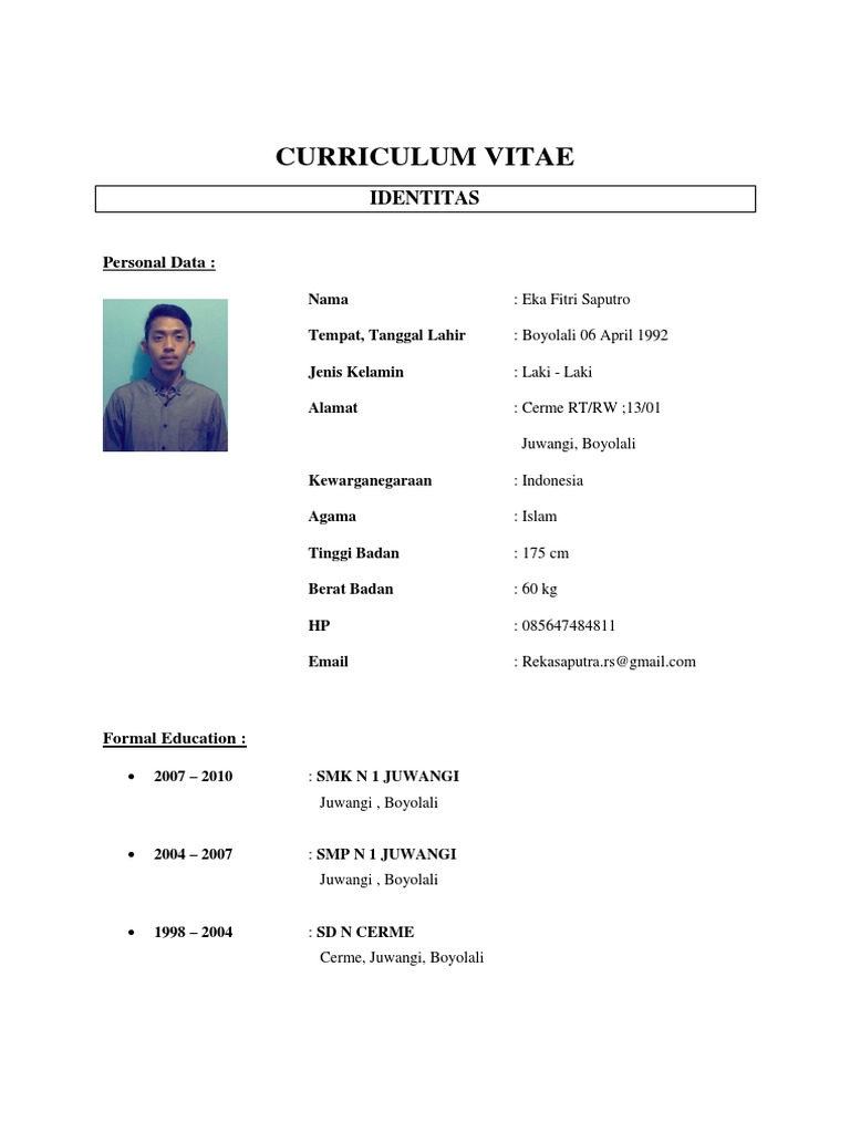 Curriculum Vitae Eka | PDF