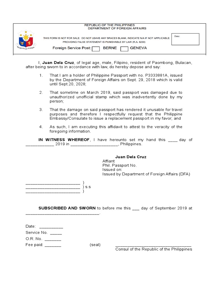 Affidavit of Destruction Passport | PDF