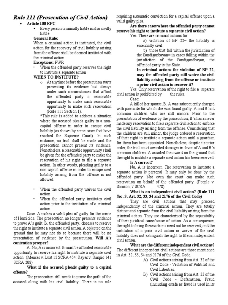 Rule 111 (Prosecution of Civil Action) | PDF | Lawsuit | Prosecutor