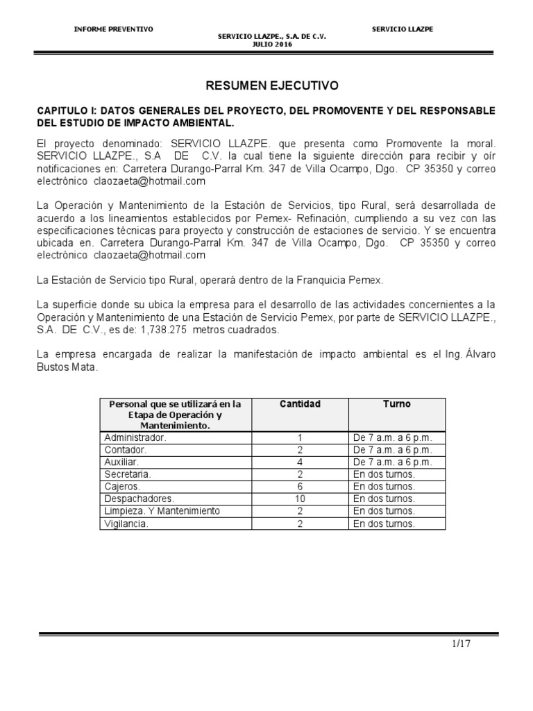 Resumen Ejec Llazpe | PDF | Residuos | Naturaleza