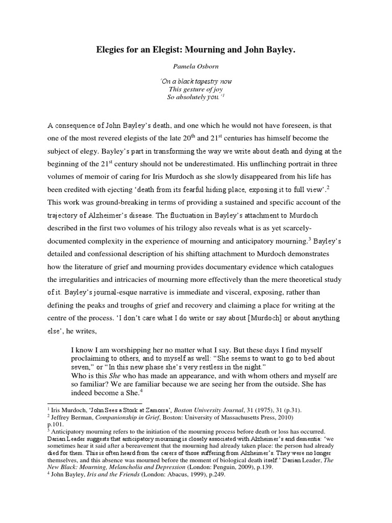 Elegies For An Elegist Mourning and John | PDF | Grief | Literary Criticism