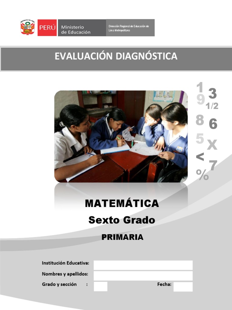 6 Evaluacion Diagnostica Sexto Grado - 11!04!2016 | PDF