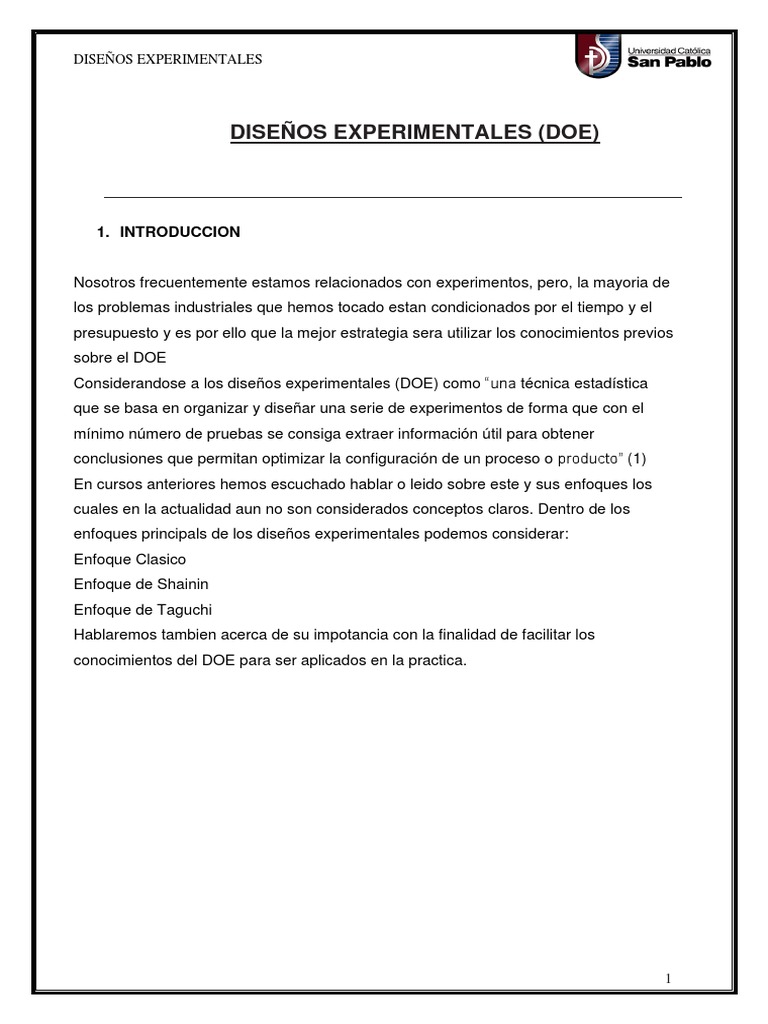 Disenos Experimentales Doe | PDF | Six Sigma | Estadísticas