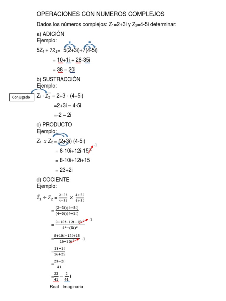 Operaciones Con Numeros Complejos | PDF