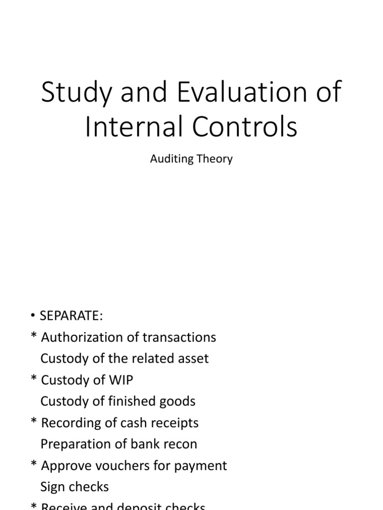 Study and Evaluation of Internal Controls: Auditing Theory | PDF