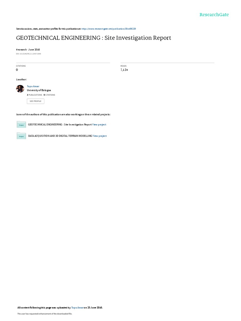 GEOTECHNICAL ENGINEERING: Site Investigation Report: June 2016 | PDF ...