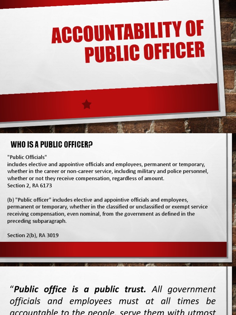 Accountability of Public Officials | PDF | Dishonesty | Corruption