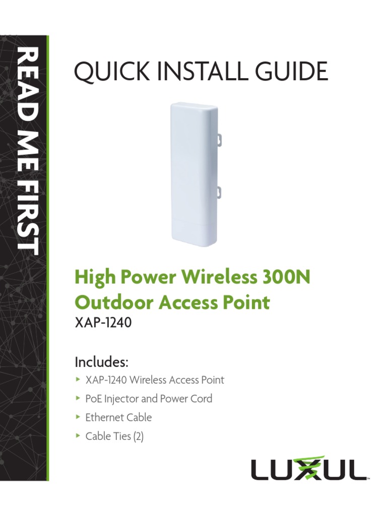 Quick Install Guide: High Power Wireless 300N Outdoor Access Point ...