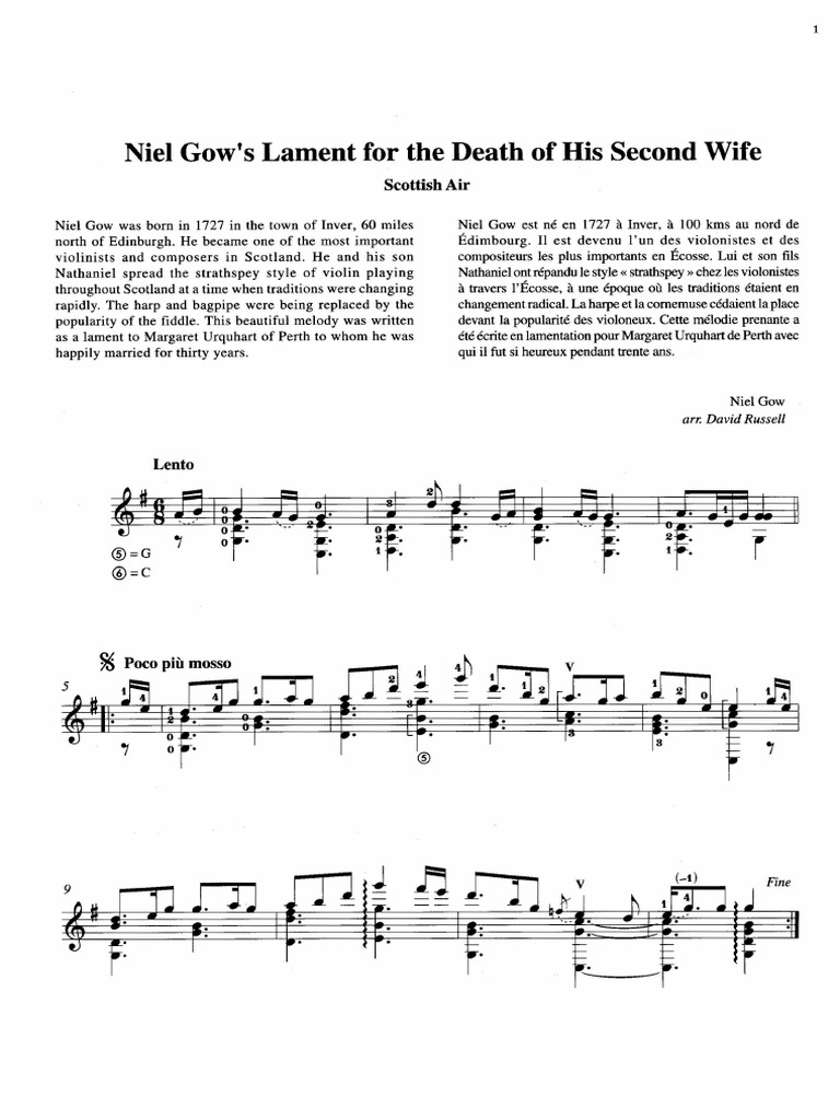 Gow N - Niel Gow's Lament For The Death of His Second Wife PDF | PDF