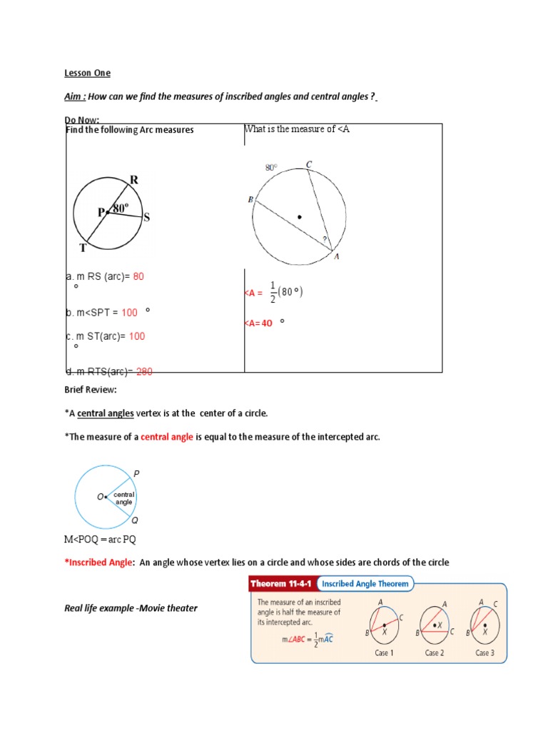 Lesson 1 and 2 Circles and Angles | PDF | Circle | Geometric Shapes