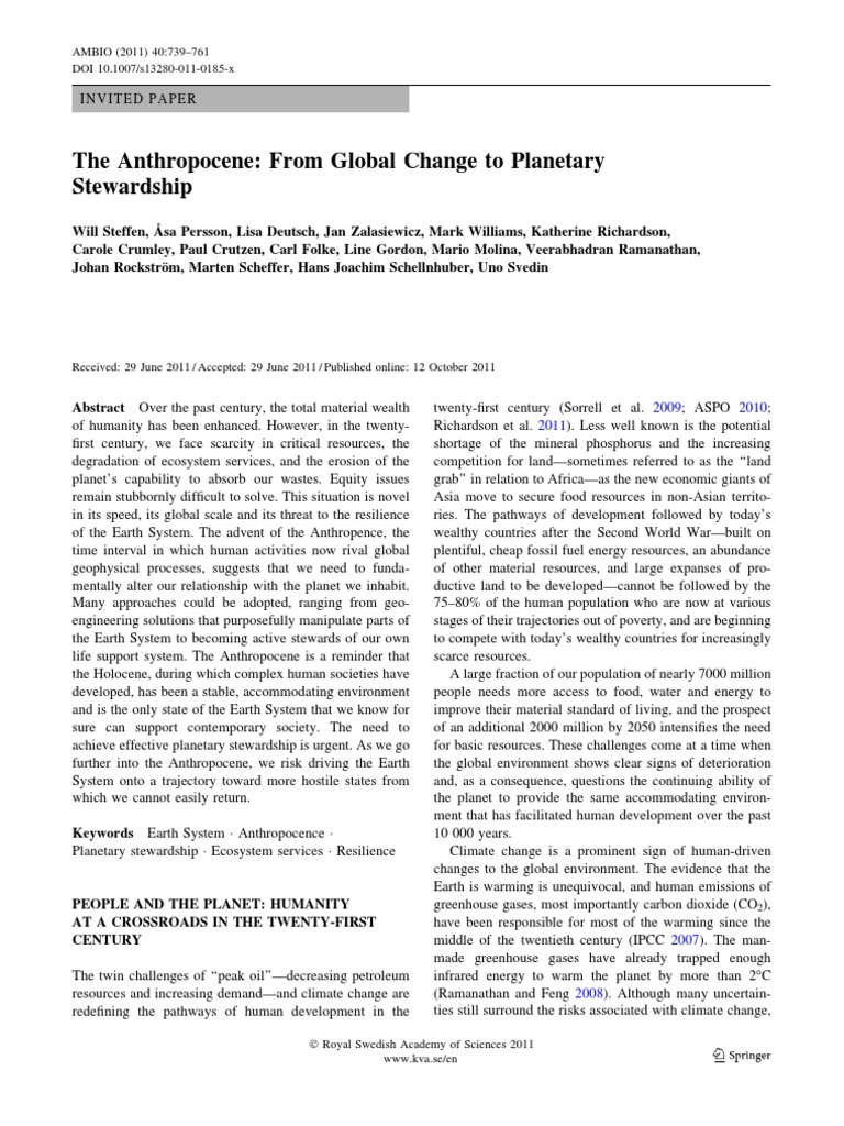 Anthropocene Challenges and Stewardship | PDF | Ecology | Ice Age