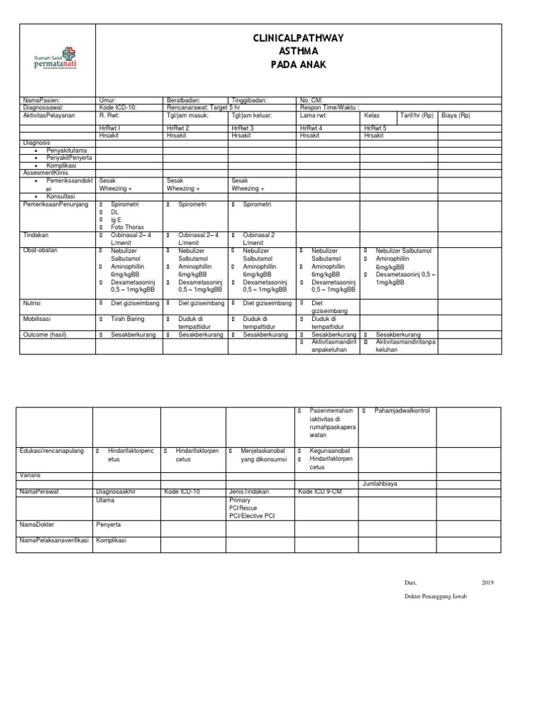 Clinical Pathway Asma Anak-1 | PDF | Pulmonology | Clinical Medicine