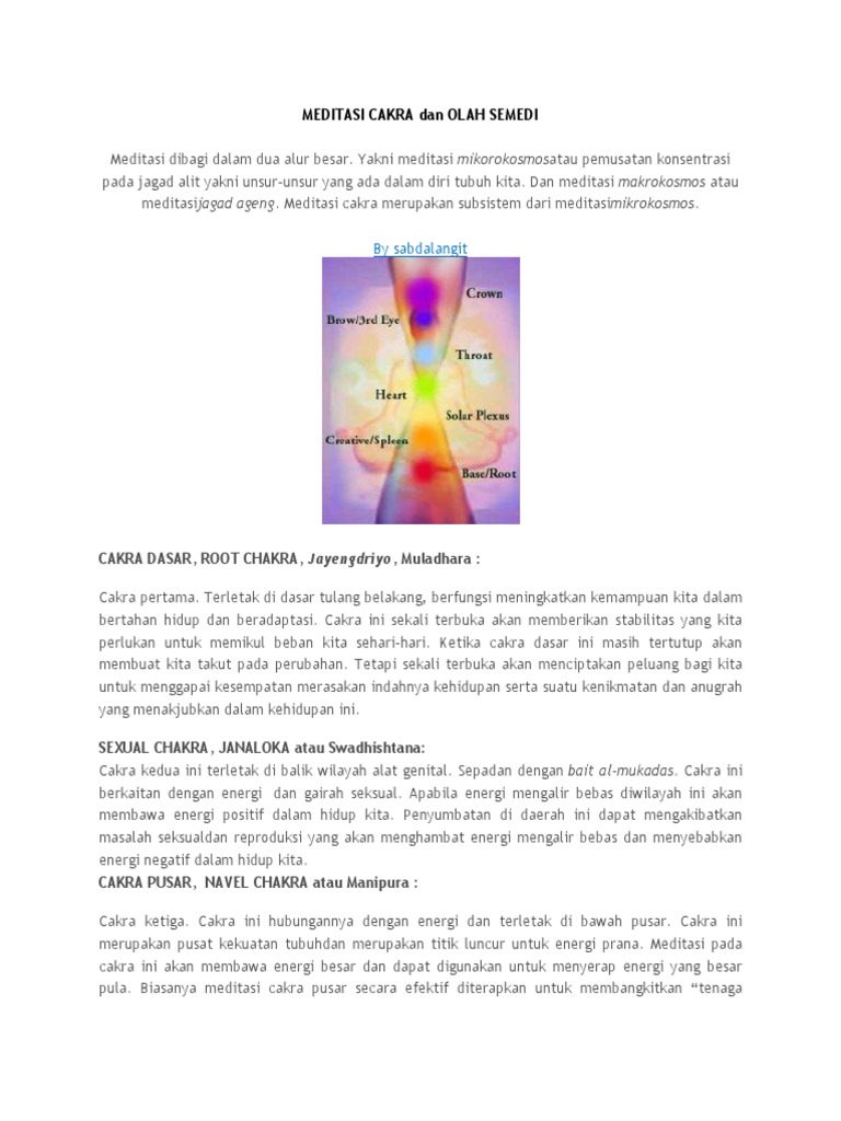 Meditasi Cakra Dan Olah Semedi | PDF