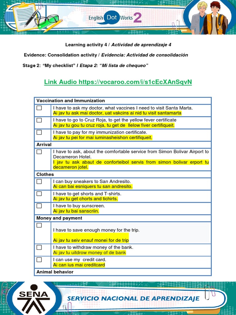 Travel Checklist for Santa Marta Trip | PDF