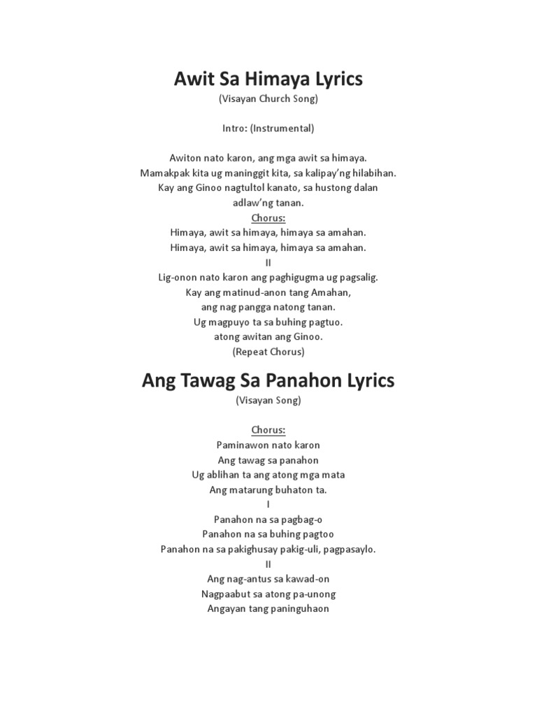 Awit Sa Himaya Lyrics | PDF
