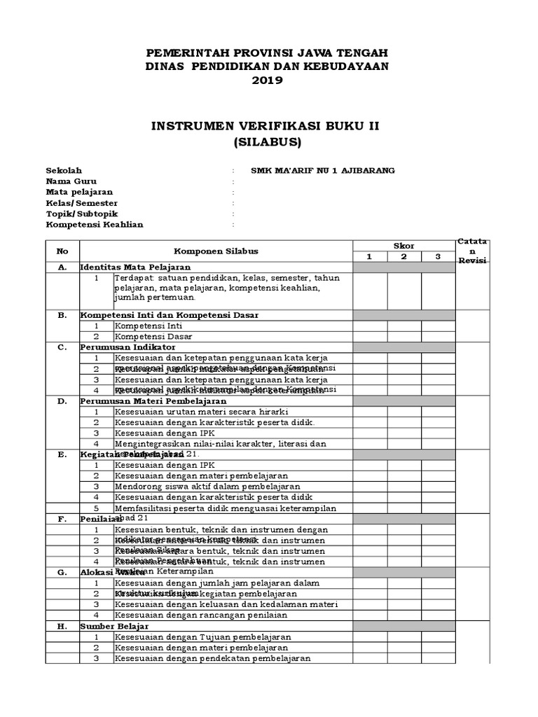 Instrumen Verifikasi | PDF