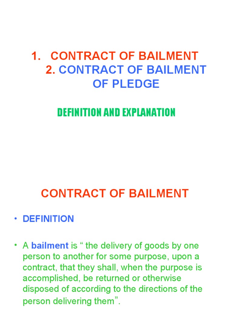 Contract of Bailment | PDF | Indemnity | Debt