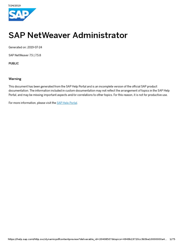 SAP NetWeaver Administrator Overview | PDF | Web Application | Business ...