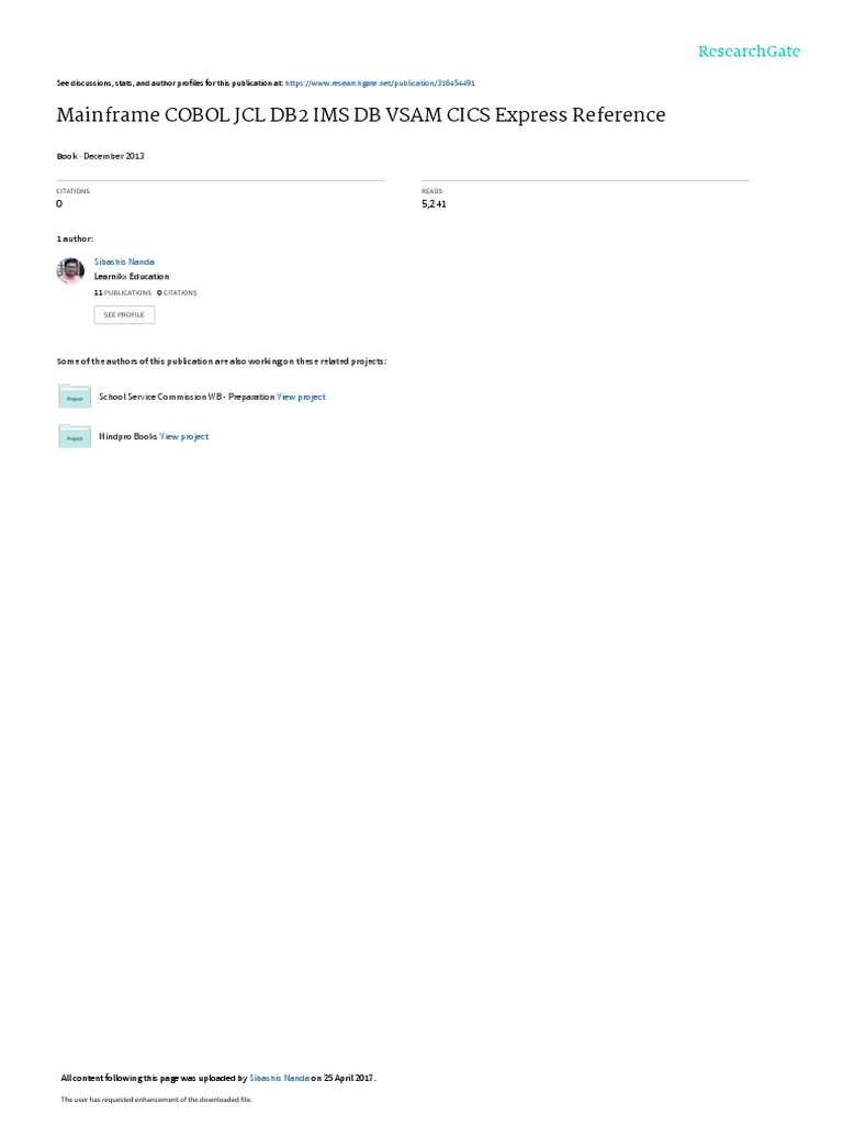 Mainframe Cobol JC L Book Cover | PDF | Computer Data | Data Management