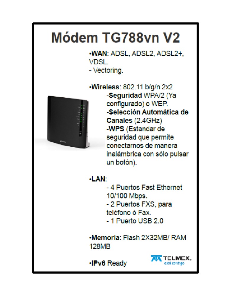 Guia-Modem Technicolor TG788vnv2 | PDF | Wifi | Ieee 802.11