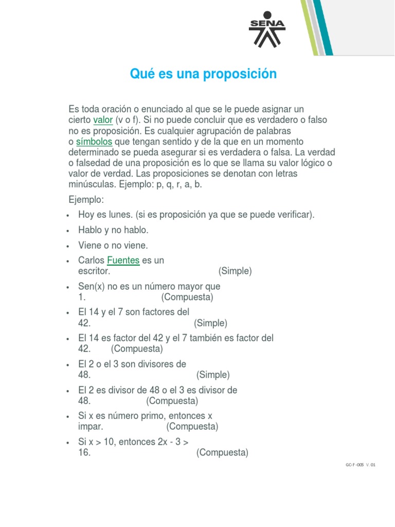 Proposiciones Logicas Matematica | PDF | Proposición | Metalogica
