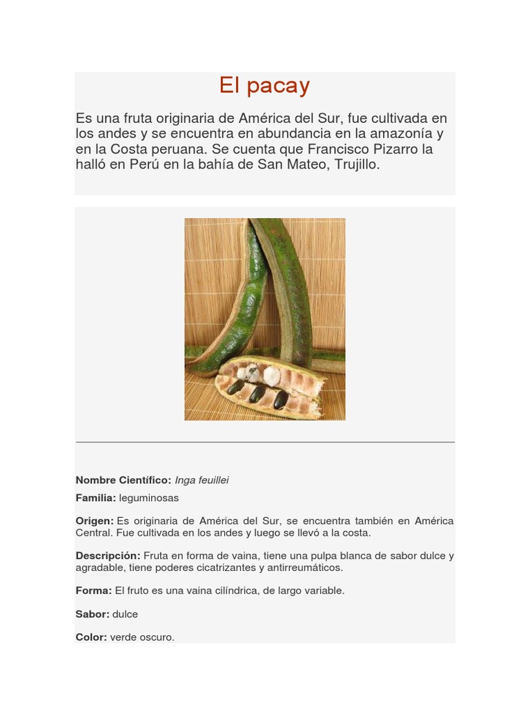 Pacay fruta originaria de América del Sur con propiedades medicinales | PDF