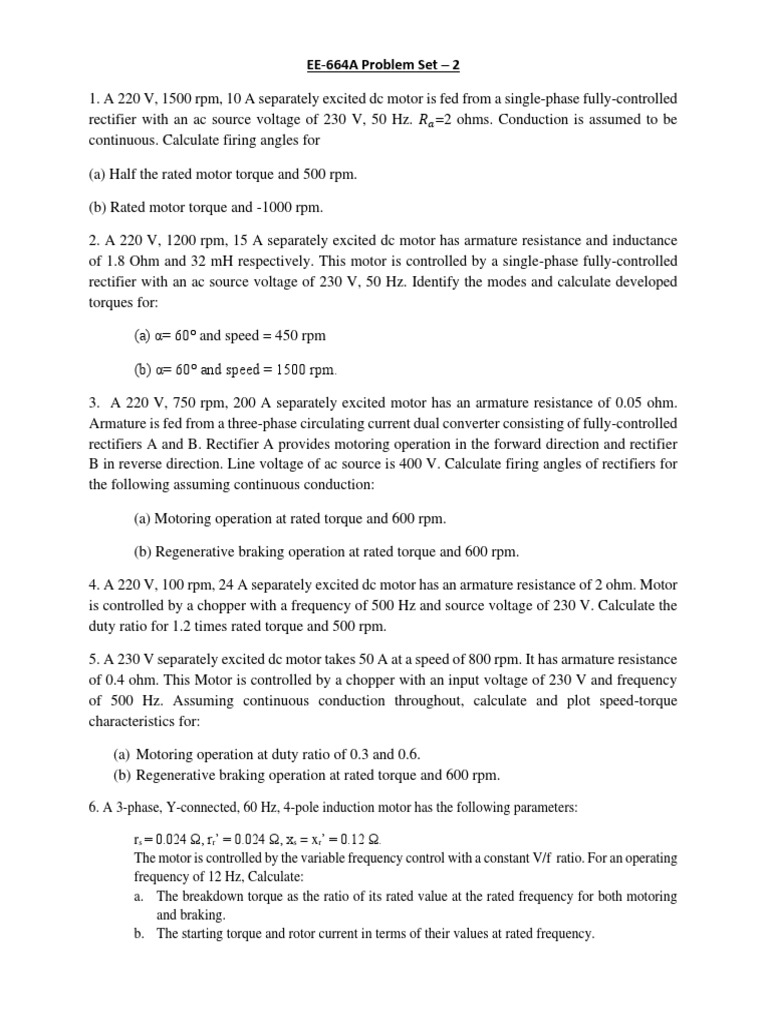Prob Set 2 | PDF | Electric Motor | Rectifier