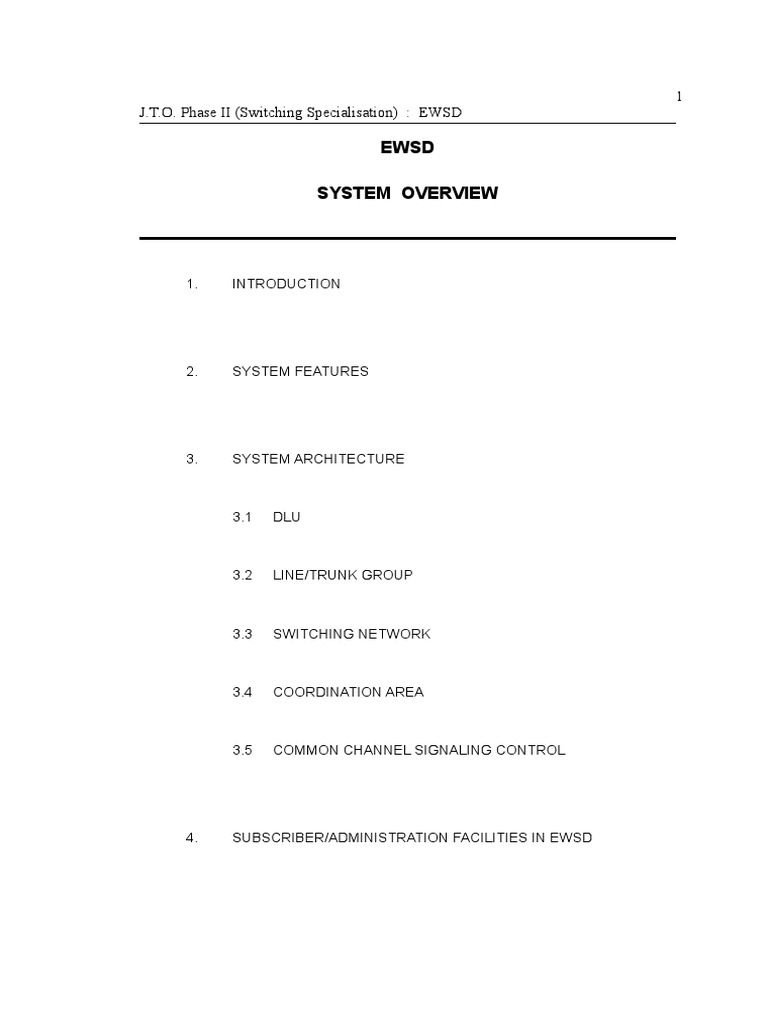Ewsd - SYSTEM OVERVIEW | PDF | Telephone Exchange | Data Transmission