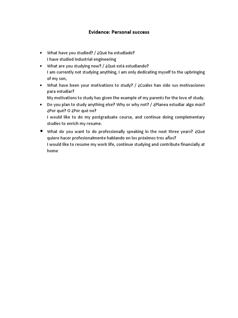 Evidence Personal Success | PDF | Career & Growth