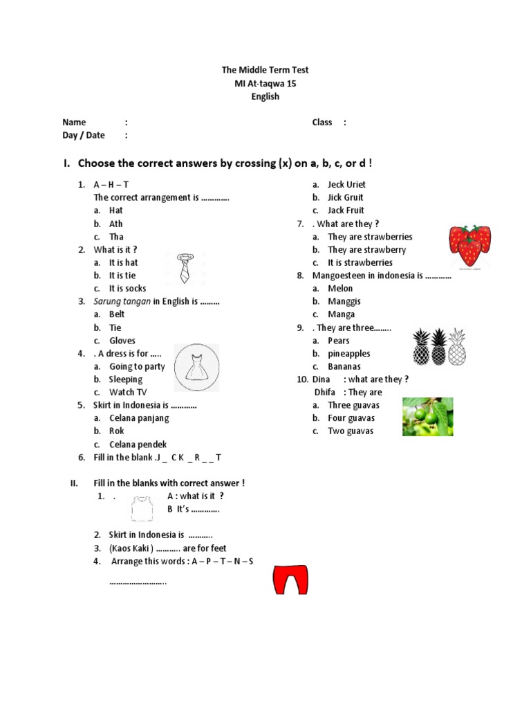 The Middle Term Test 2 Grade | PDF | Fruit | Edible Fruits