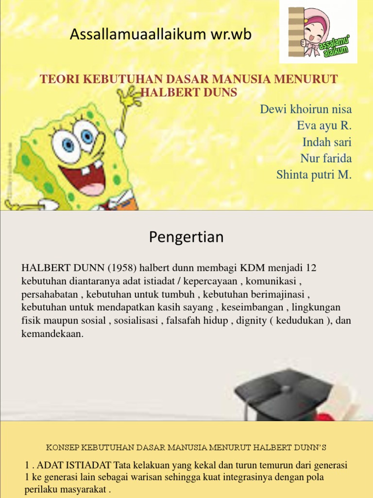 TEORI KEBUTUHAN DASAR MANUSIA MENURUT HALBERT DUNN | PDF