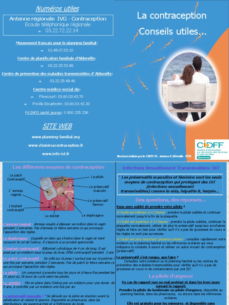 Brochure sur la contraception et IST | PDF | Contraception | Préservatif