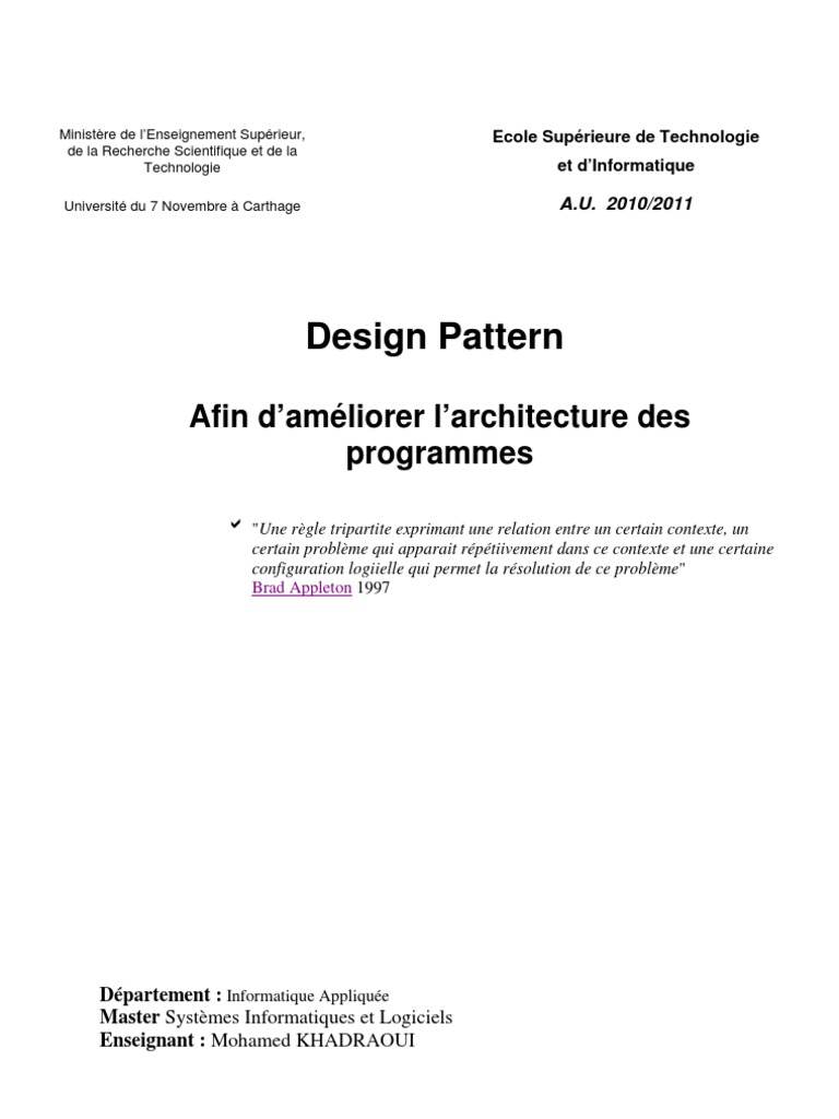 Design+Patterns ESTI 2010 | PDF | Classe (informatique) | Patron de ...