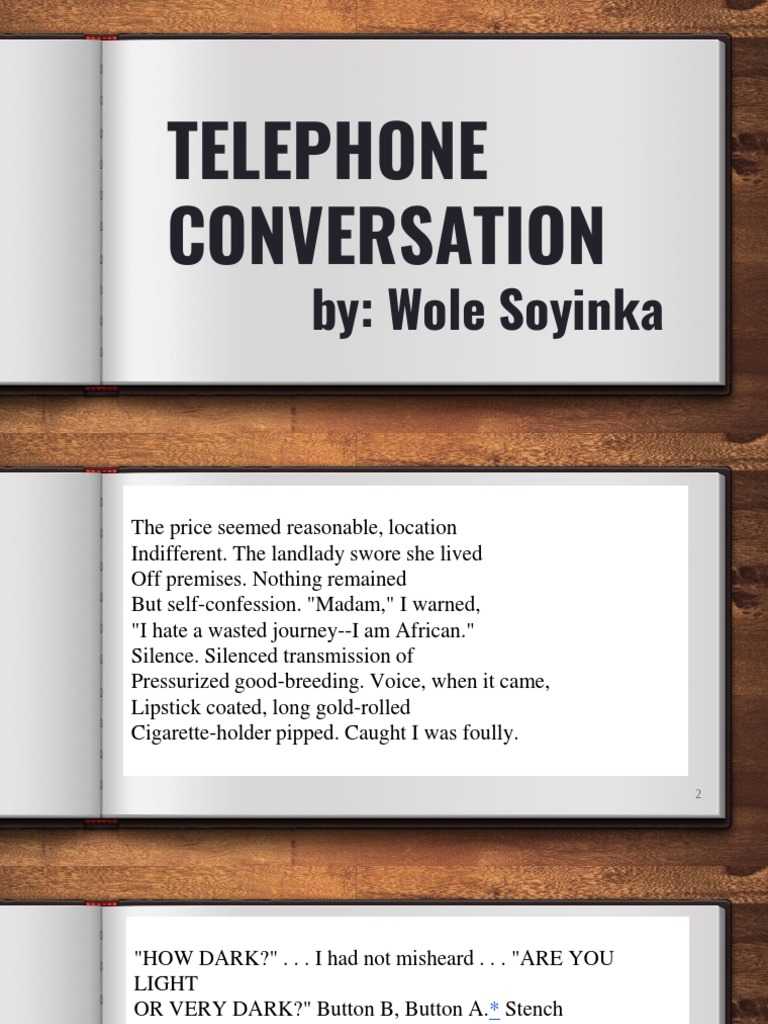 Telephone Conversation: By: Wole Soyinka | PDF | Poetry