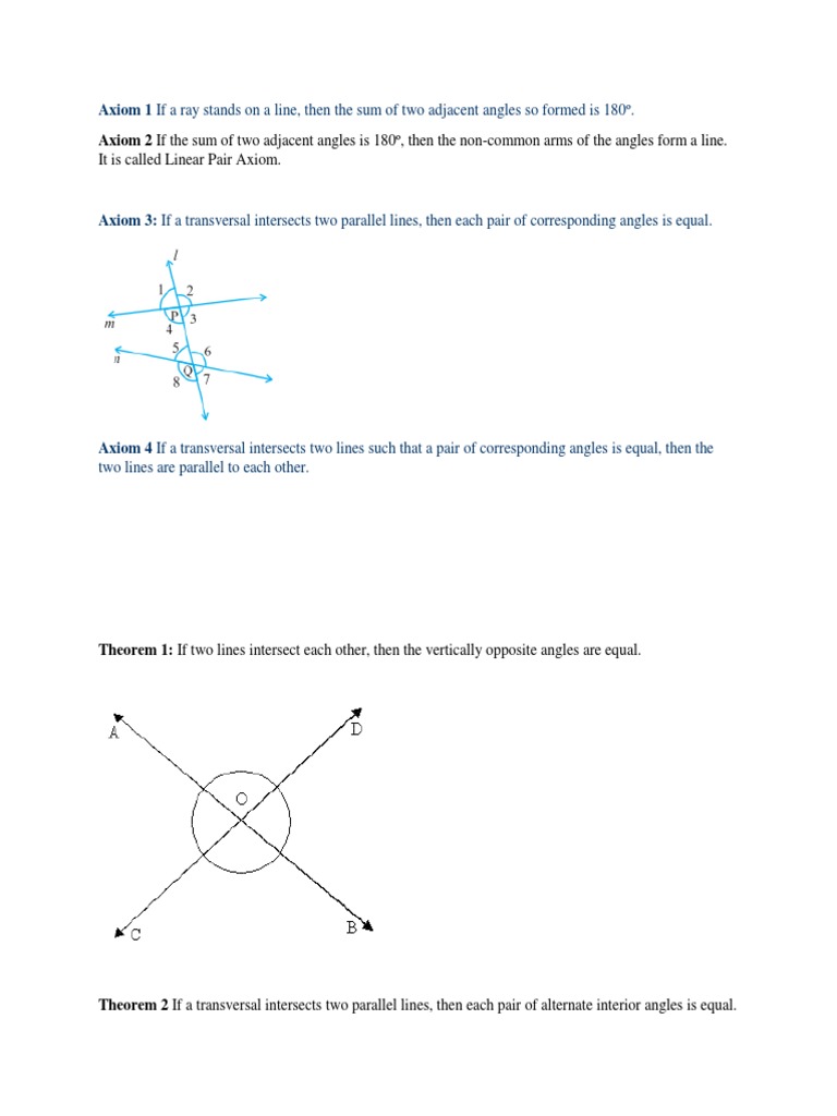 It Is Called Linear Pair Axiom.: Two Lines Are Parallel To Each Other | PDF