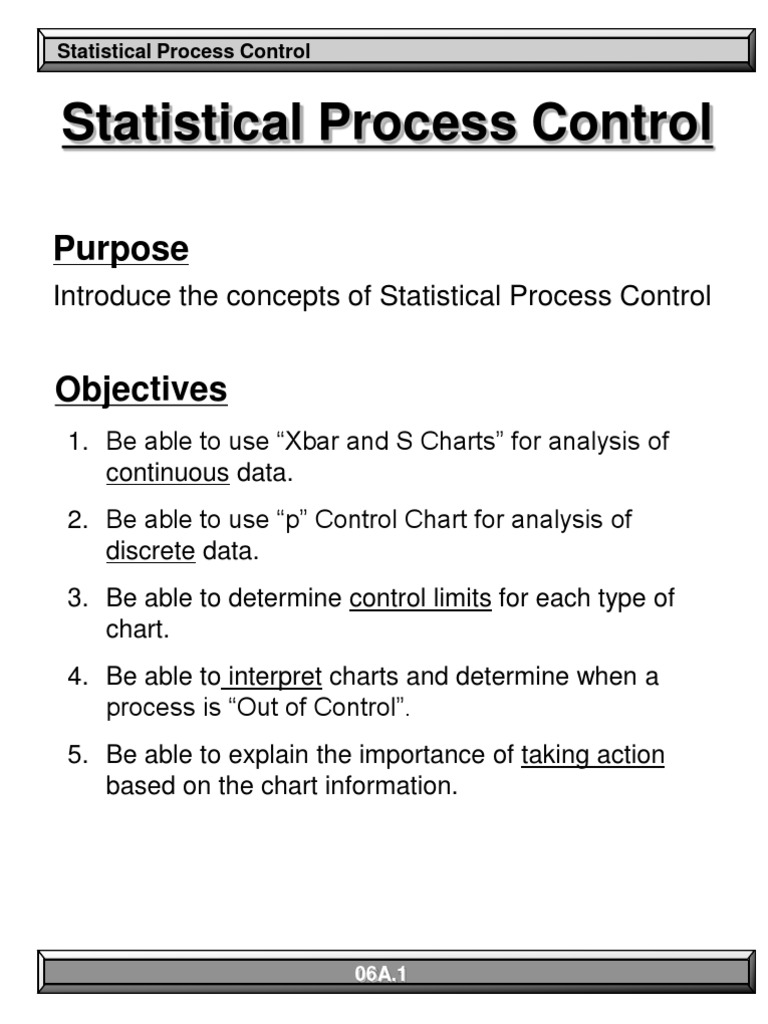 06A SPC (StatisticalProcessControl) | PDF | Standard Deviation | Statistics