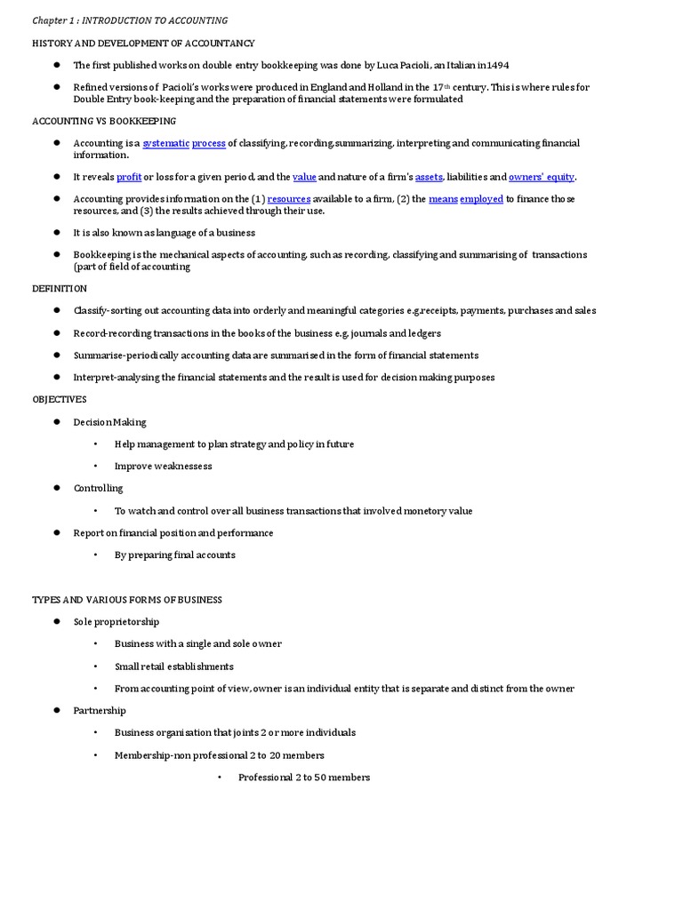 Note Acc406 Chapter 1,2,3,4,5 | PDF | Debits And Credits | Bookkeeping