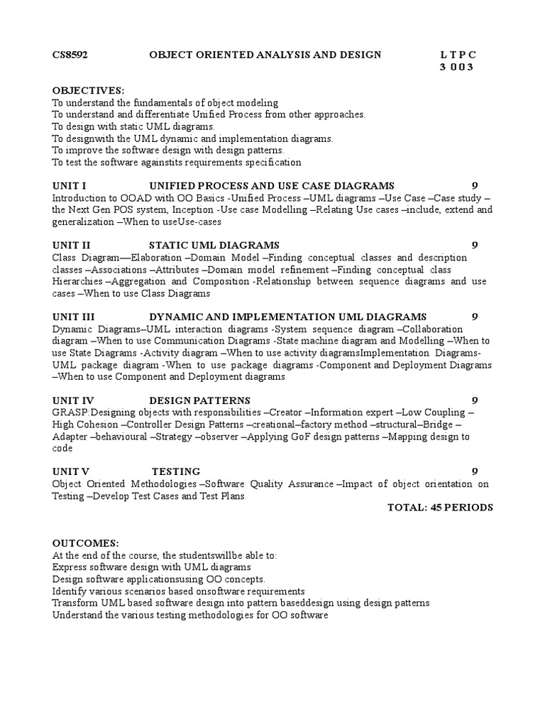 OOAD Course Overview | PDF | Software Design Pattern | Object Oriented Programming