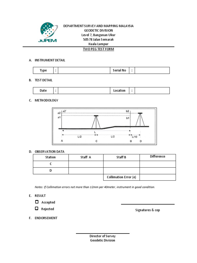 2 Peg Test For Surveying | PDF