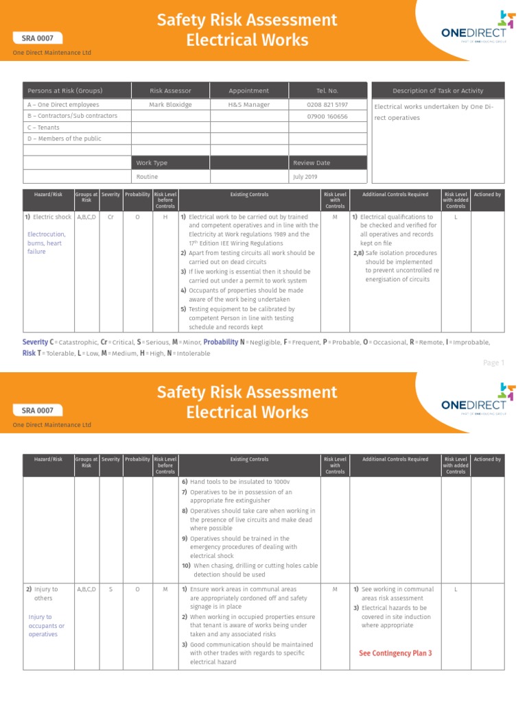 HIRAC_electrical_work.pdf | Personal Protective Equipment | Risk