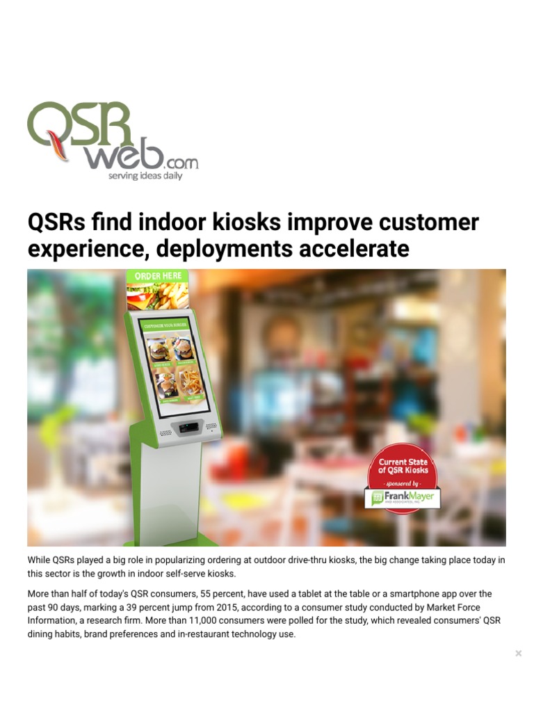 QSRs Find Indoor Kiosks Improve Customer Experience, Deployments ...