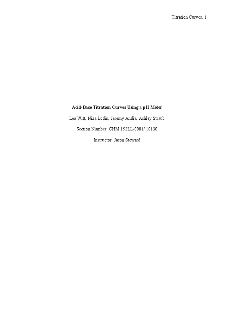 Acid-Base Titrations Curve Formal Lab | PDF | Ph | Titration